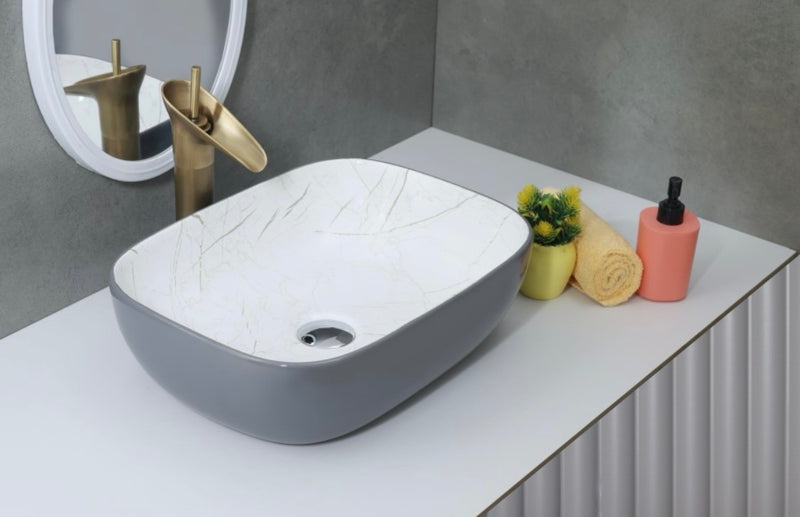 DELTA Premium Designer Ceramic Wash Basin(Glossy) with Waste Pipe & Co ...